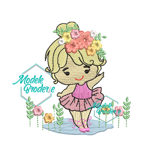 Model broderie Papusa cu flori MBR586 - Modele Broderie România