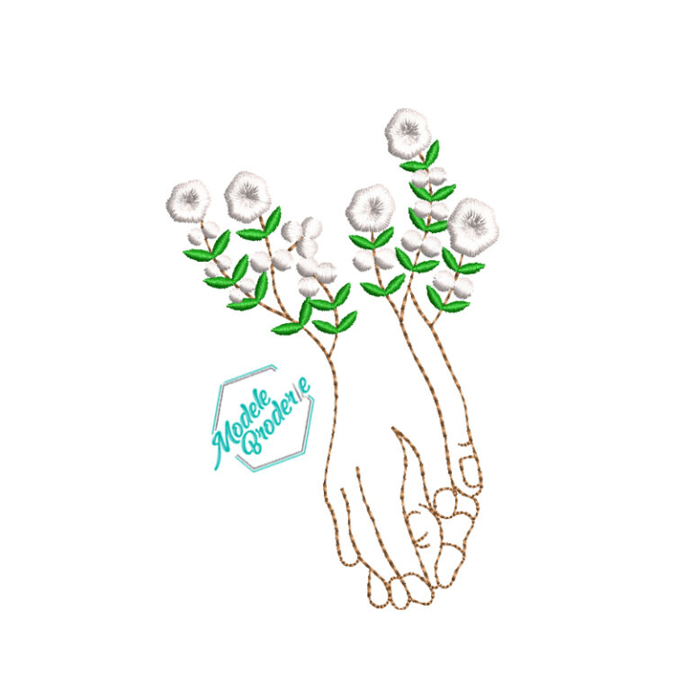 Model broderie maini cu flori MBR1298 - Modele Broderie România